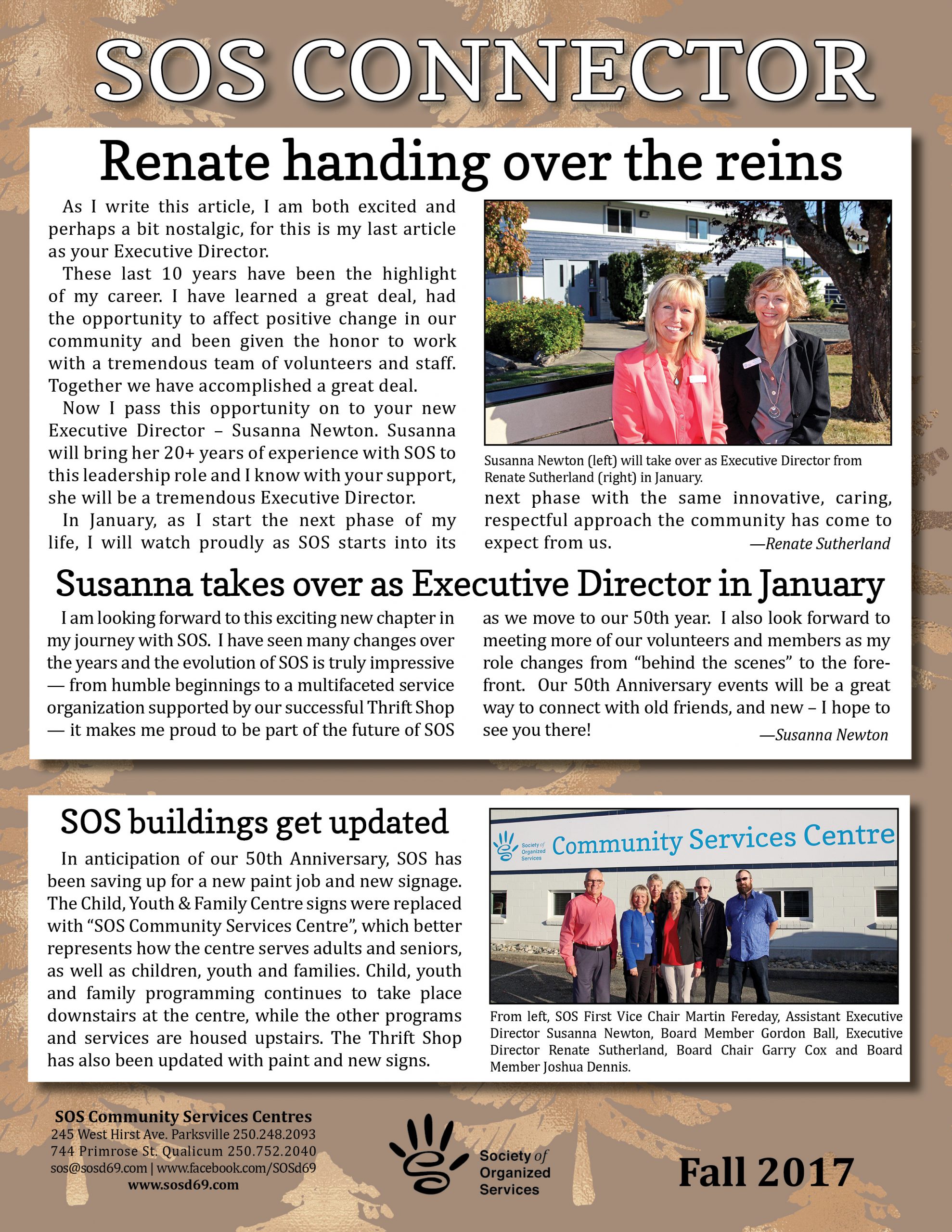 The Fall Newsletter has arrived! - SOS - Society of Organized Services