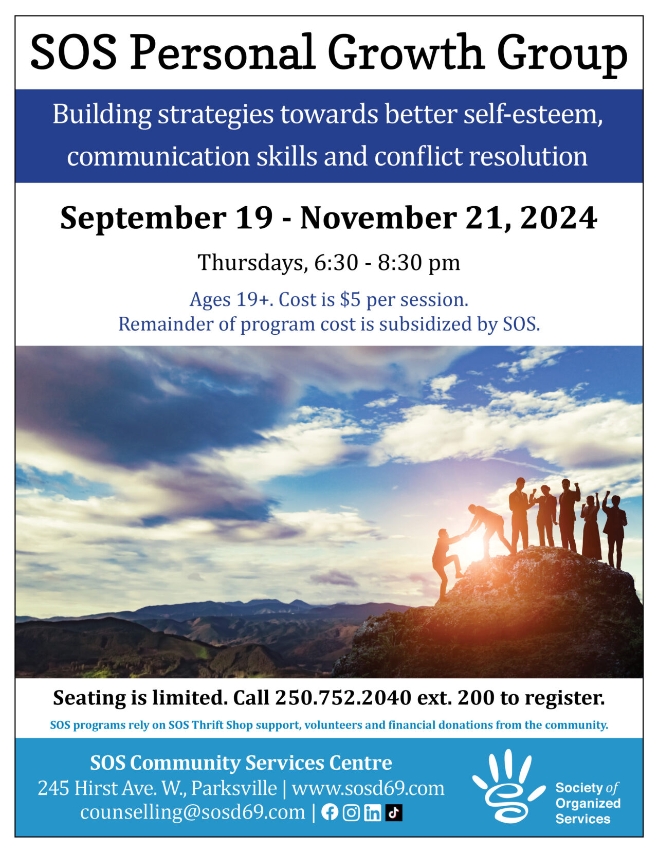 Personal Growth Group Fall 2024 - SOS - Society of Organized Services