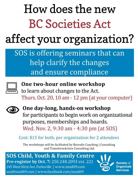 BC Societies Act seminars - SOS - Society of Organized Services